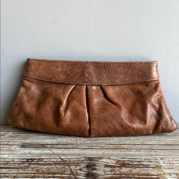 Lauren Merkin | Bags | Lauren Merkin Brown Leather Clutch With Pleated ...